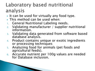 Testing of neutraceuticals and food products | PPTX
