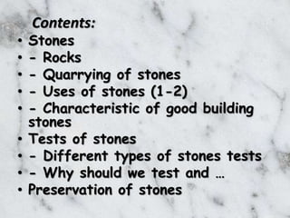 Testing of stones | PPTX