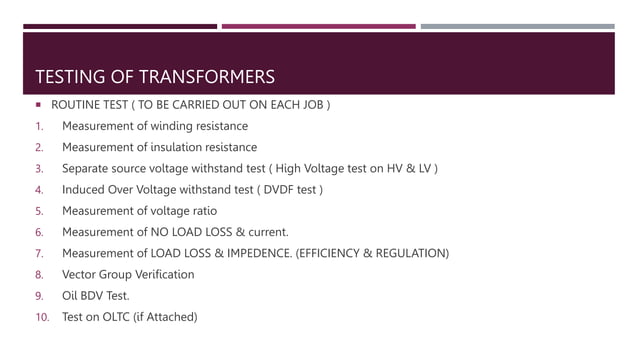 Testing Of Transformerpptx Physics Science