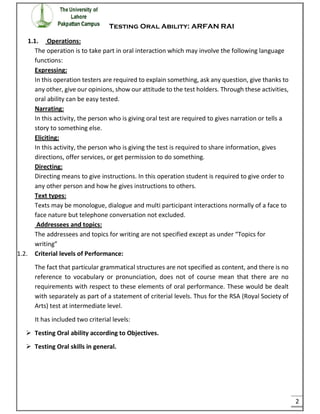 Testing oral ability | PDF