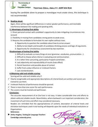 Testing oral ability | PDF