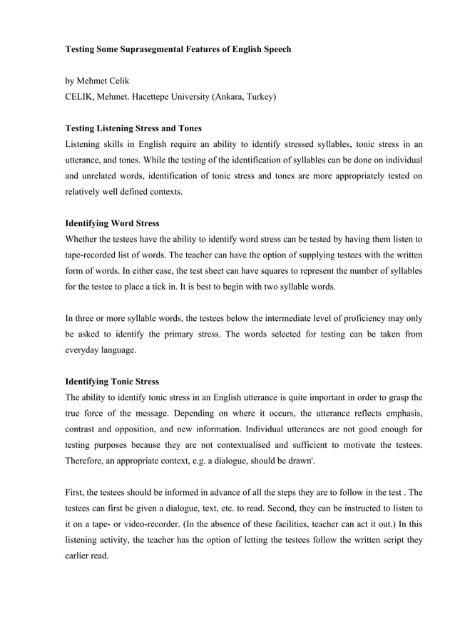 Testing pronunciation seminar | DOC | Standardized Testing ...