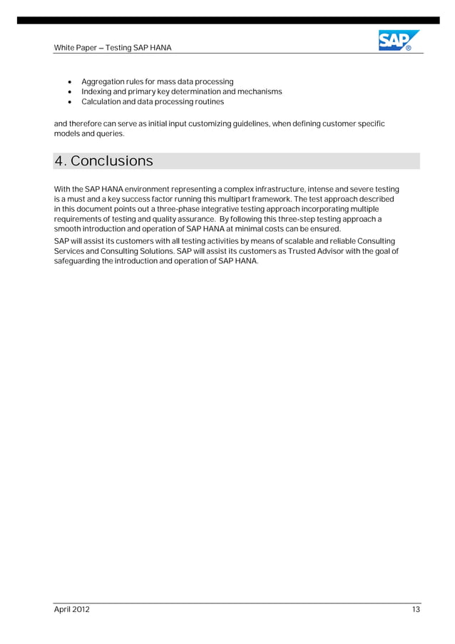 Testing Sap Hana Applications With Sap Loadrunner By Hp Pdf Operating Systems Computer