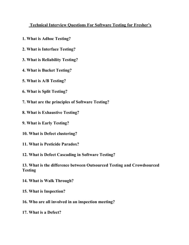 Testing softvamp techno solutions technical interview questions ...