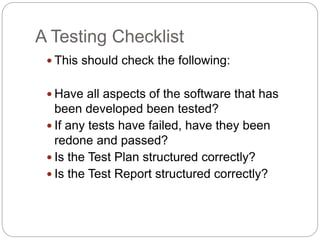 Testing software development | PPTX