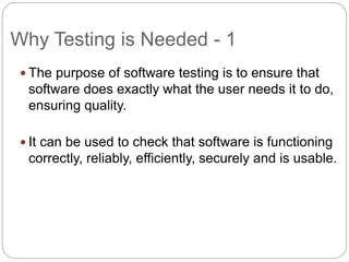 Testing software development | PPTX