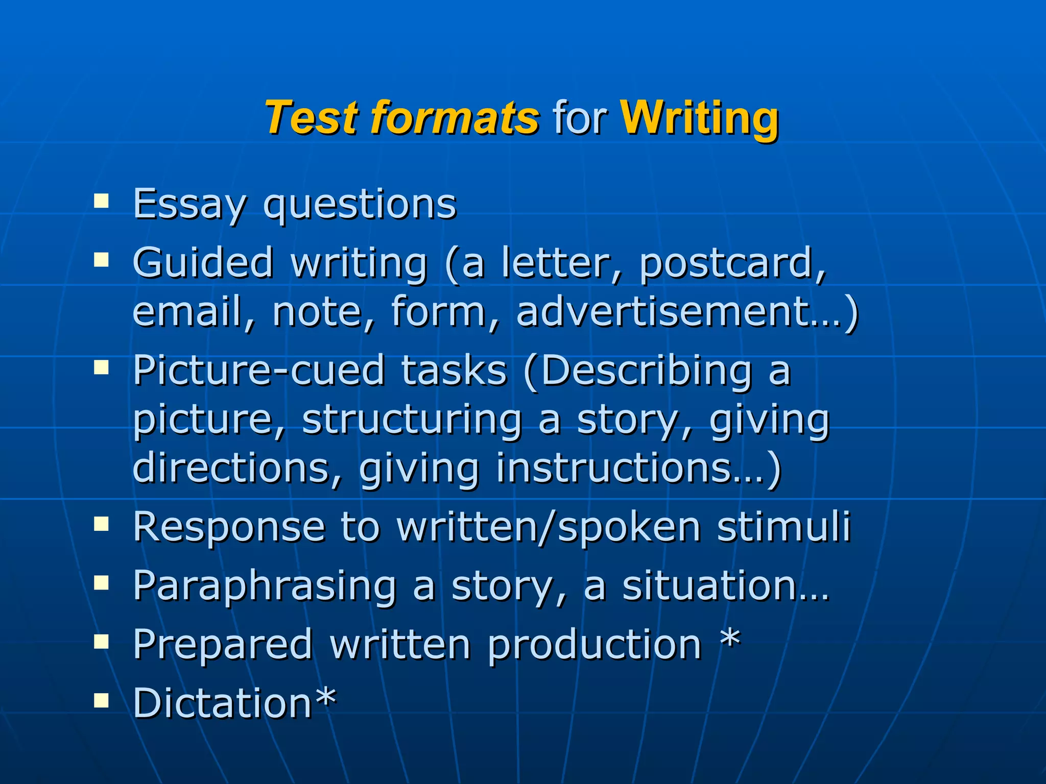 Testing Speaking and Writing | PPT