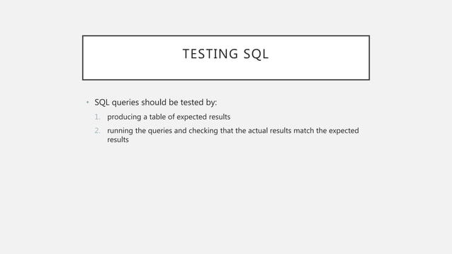 Testing SQL | PPT