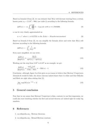 Testing the Mertens theorems and Conjecture | PDF