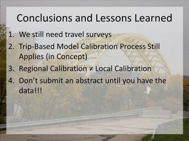 Testing The Transferability Of Activity Based Model Parameters Ppt