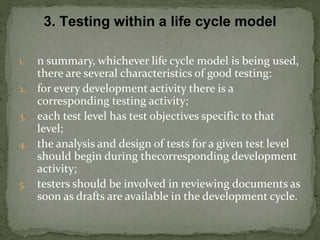Testing throughout the software life cycle | PPTX