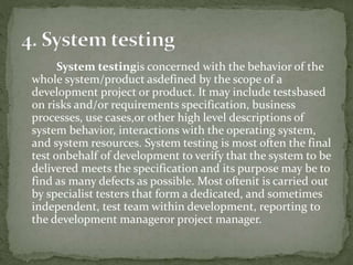 Testing throughout the software life cycle | PPTX
