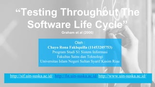 Testing throughout the software life cycle | PPT