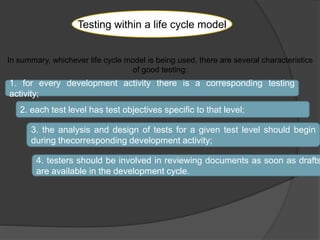Testing throughout the software life cycle | PPT
