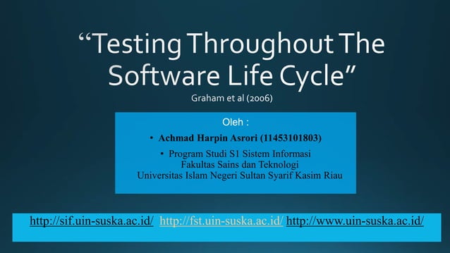 Testing throughout the software life cycle | PPT