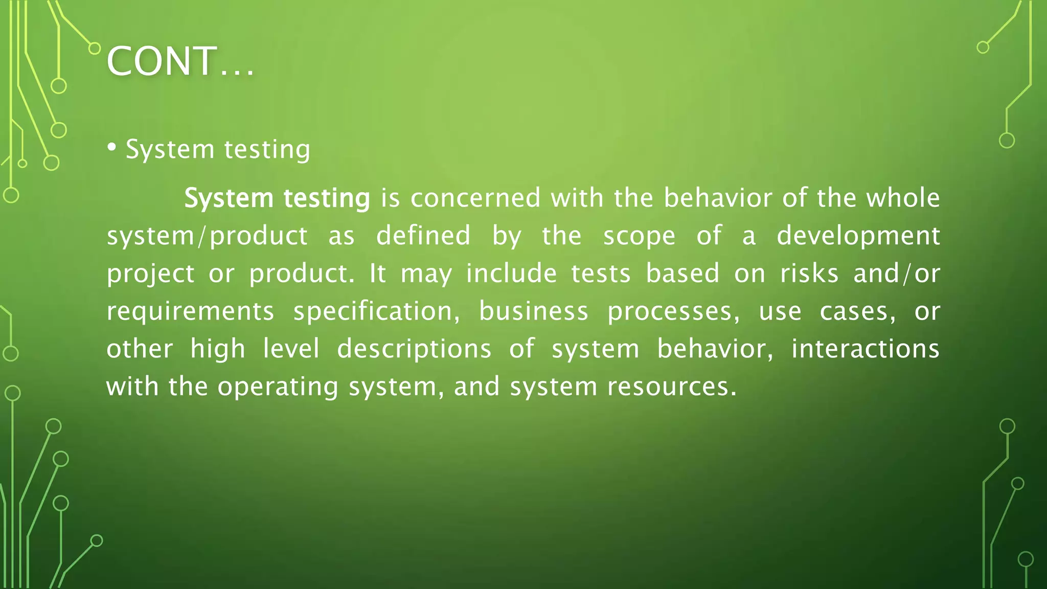 Testing throughout the software life cycle | PPTX