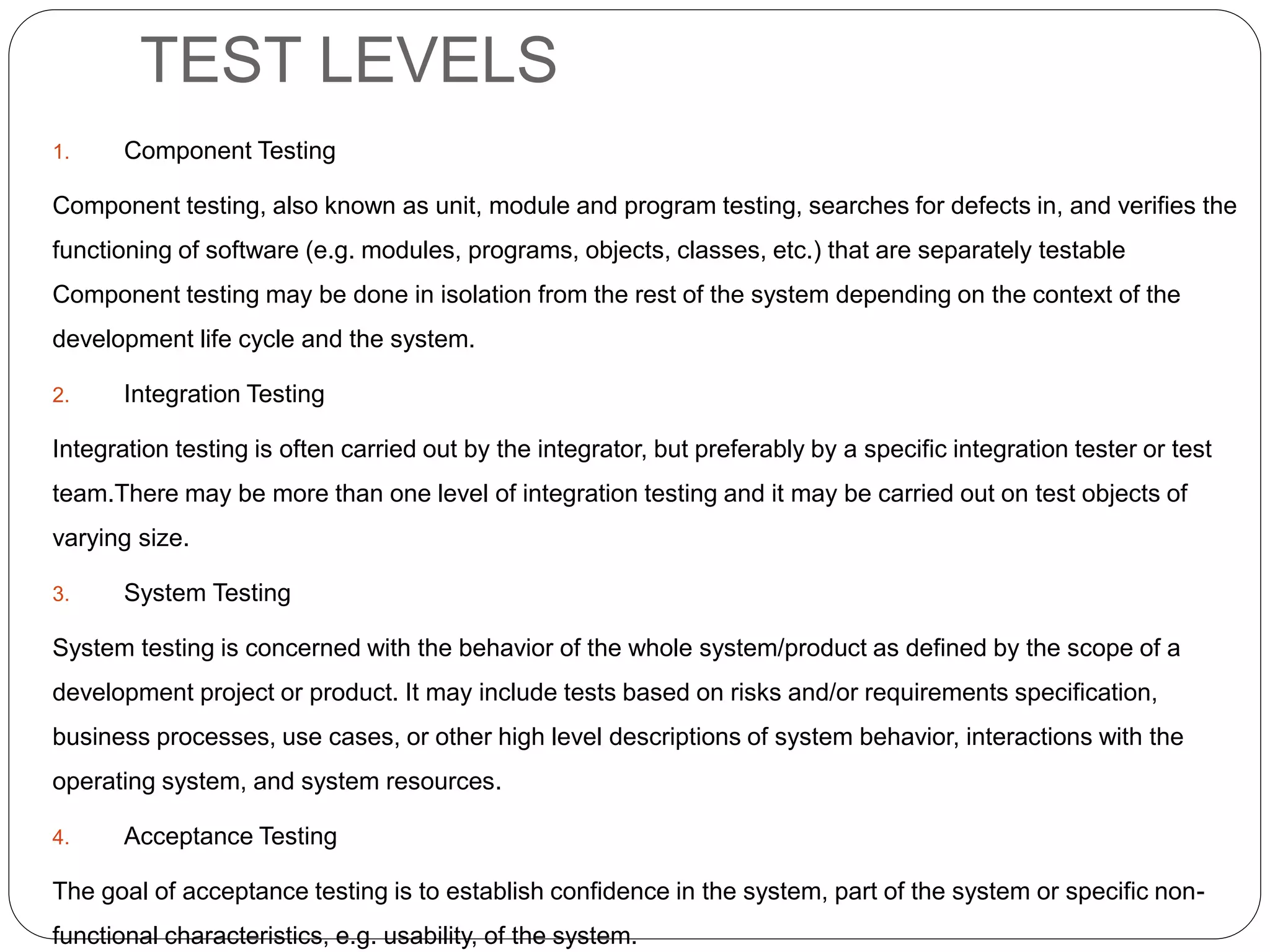 Testing throughout the software life cycle | PPT