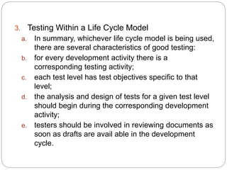 Testing throughout the software life cycle | PPT