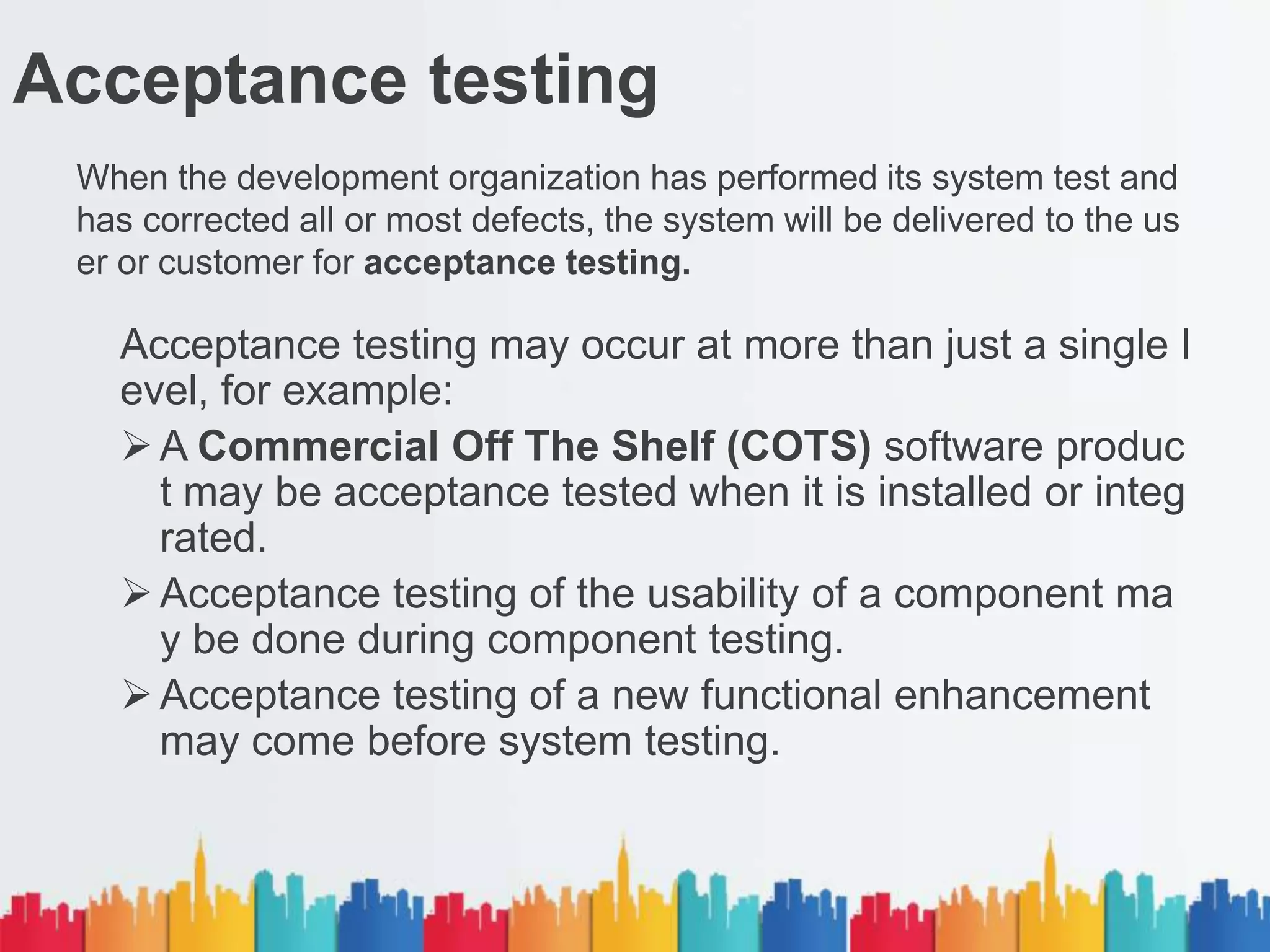 Testing throughout the software life cycle (test levels) | PPTX
