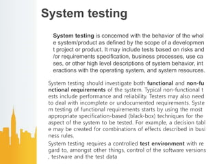Testing throughout the software life cycle (test levels) | PPTX