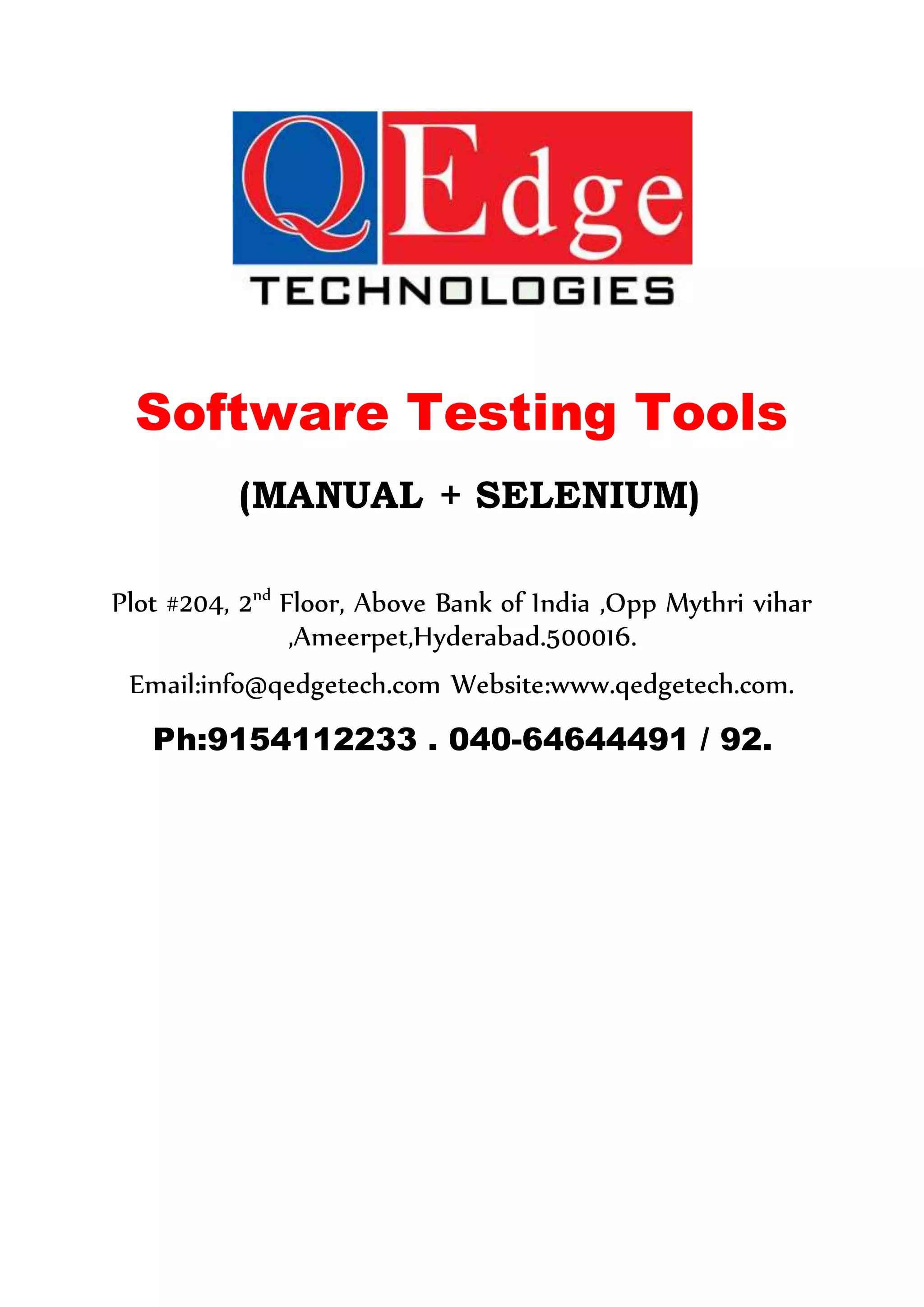 Software Testing Tools Training | PDF Software Testing Tools Training | PDF
