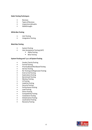 Software Testing Tools Training | DOCX