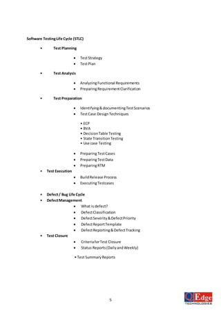 Software Testing Tools Training | DOCX