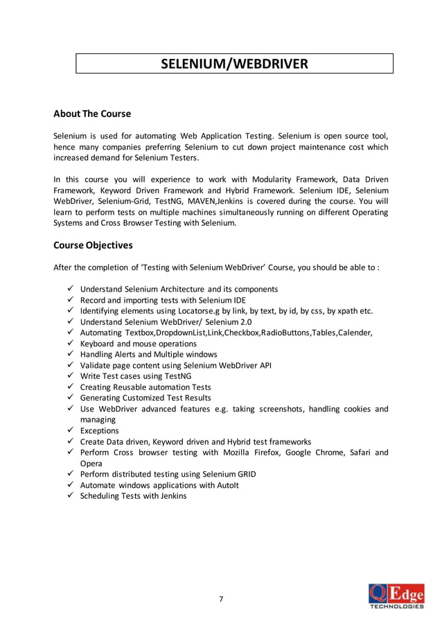 Software Testing Tools Training Pdf Free Download