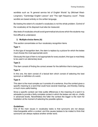 Testing vocabulary | PDF