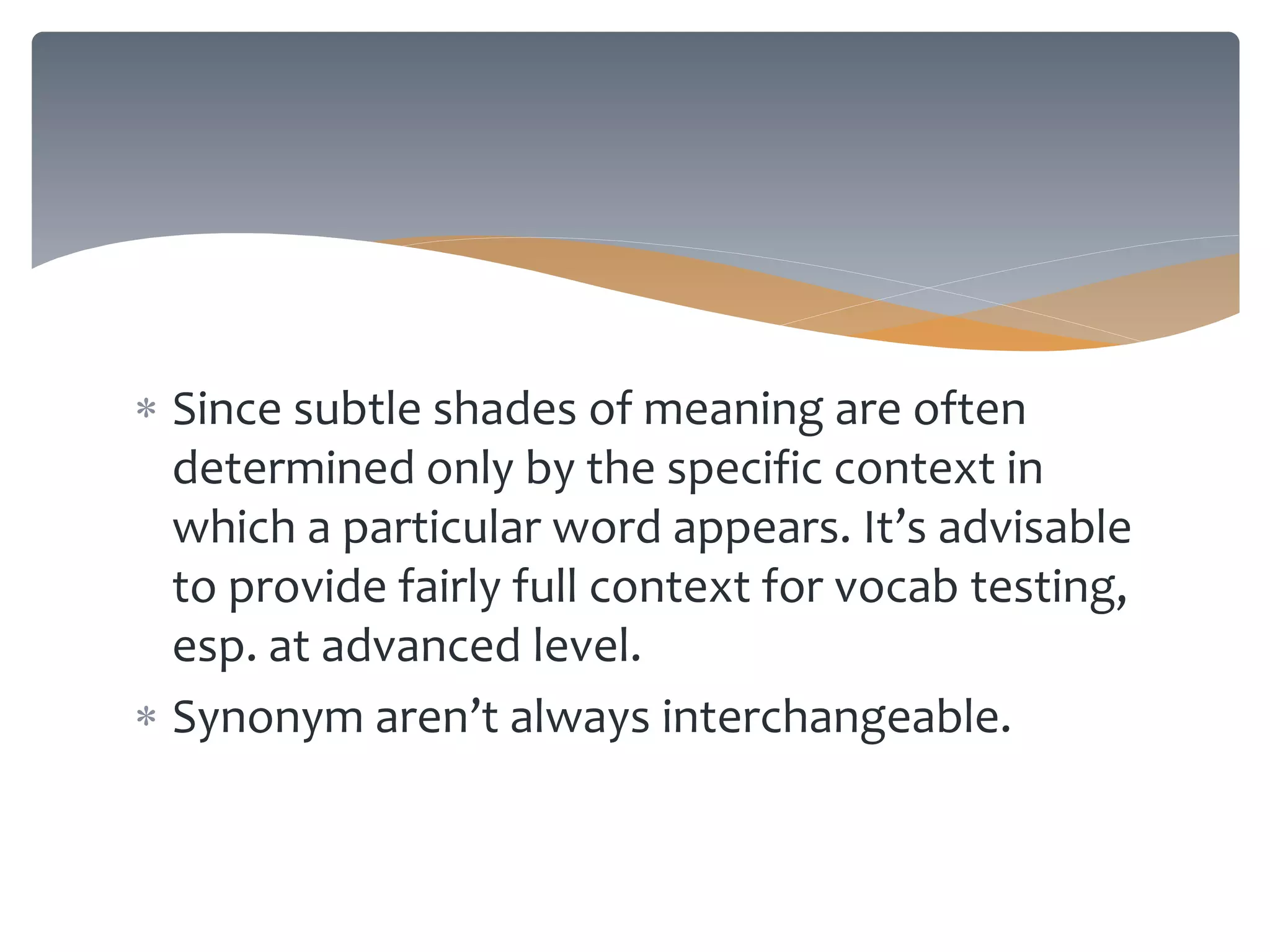 Testing vocabulary | PPTX