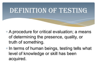 Testing vocabulary (final) | PPTX