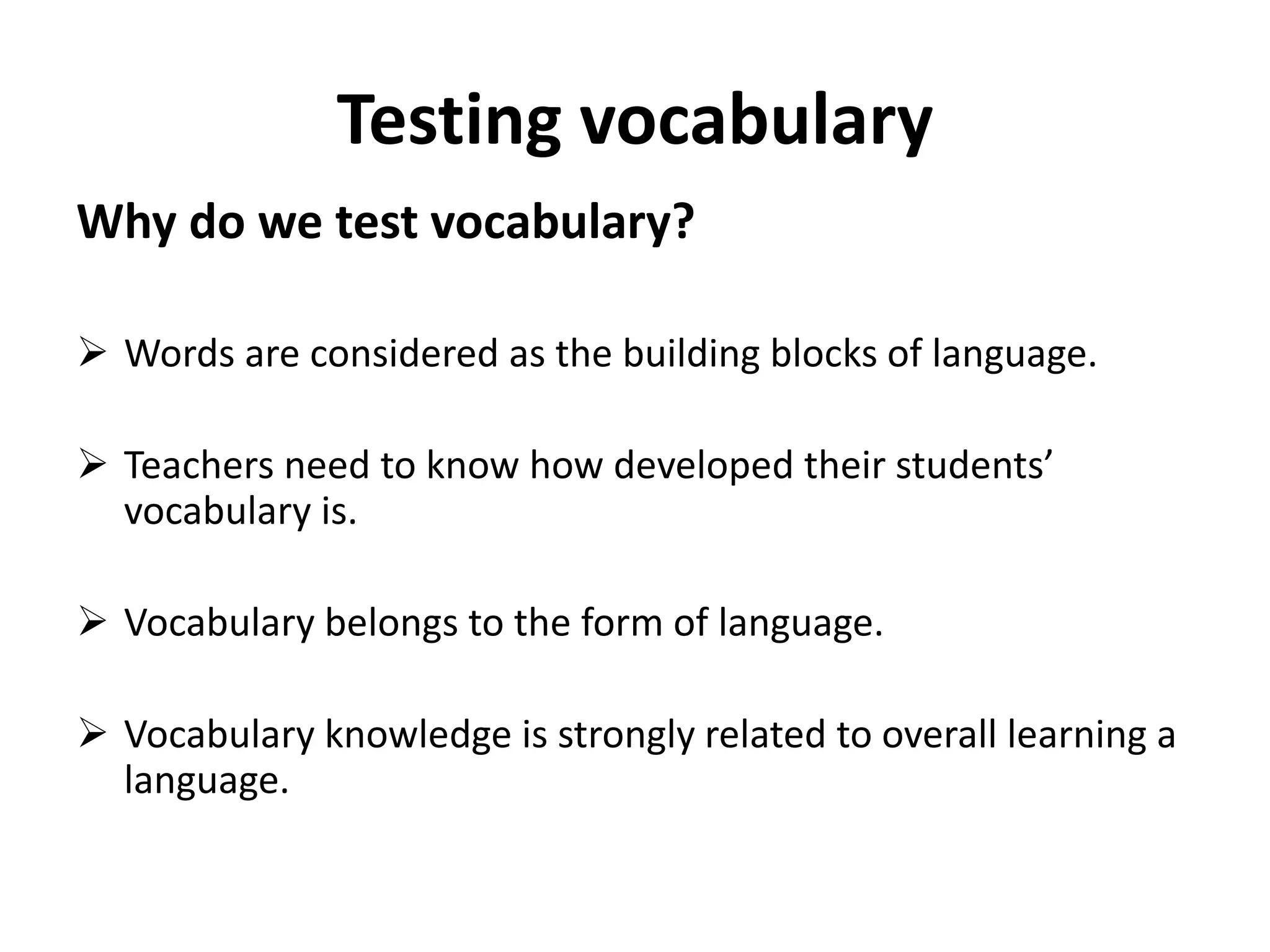 Testing vocabulary | PPTX