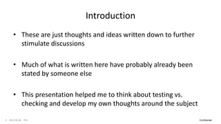 Testing vs. checking rephrased | PPTX | Computer Software and ...