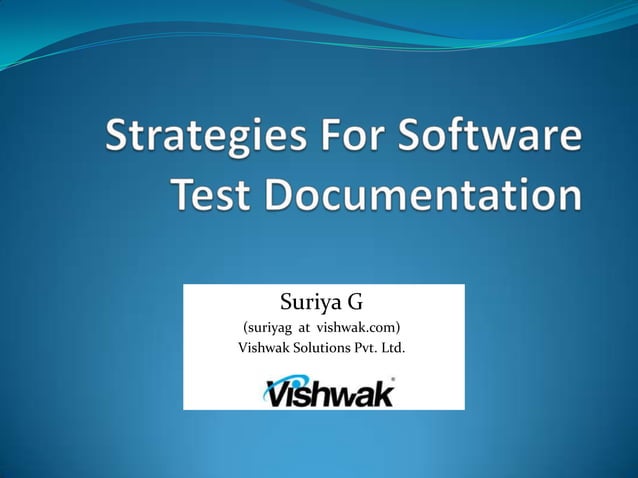 Strategies For Software Test Documentation | PPT