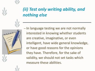 Testing writing (for Language Teachers) | PPTX