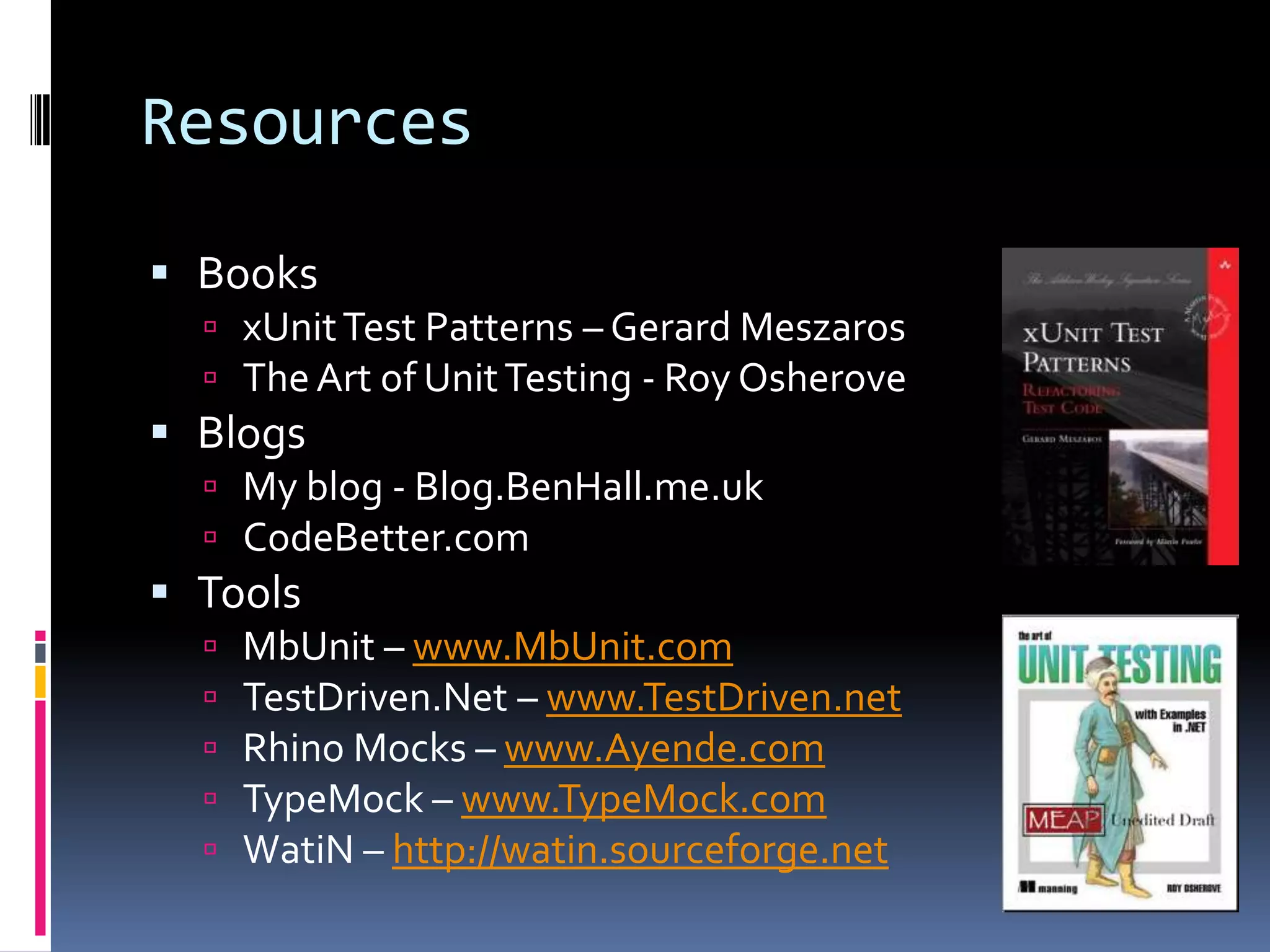 Testing your applications with mbunit | PPT