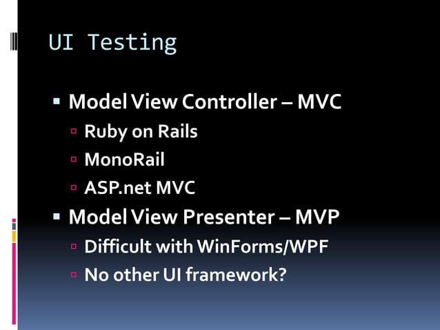 Testing your applications with mbunit | PPT