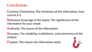 Testing your knowledge about craap | PPTX