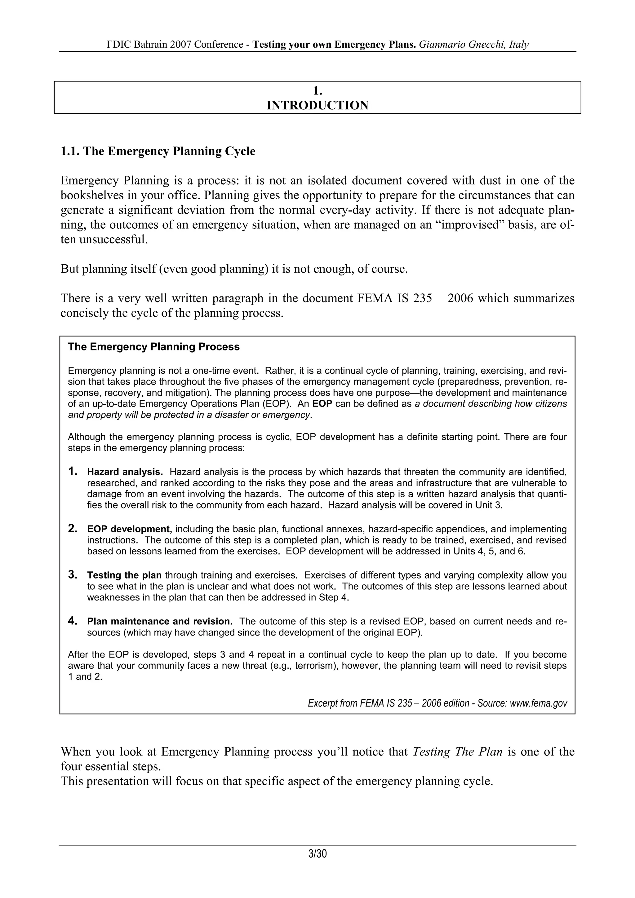 Testing Your Own Emergency Plans | PDF
