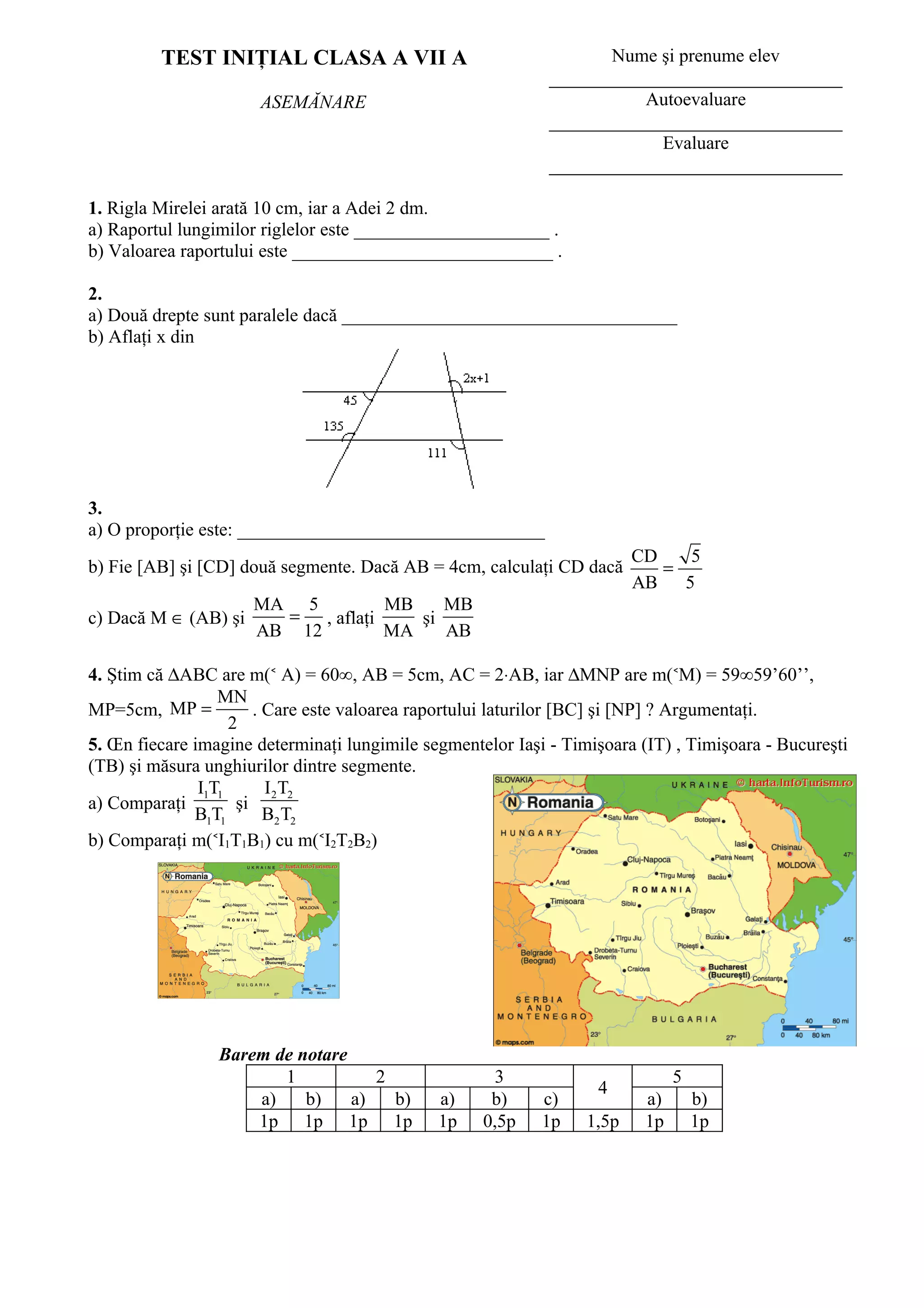 Test initial asemanare | DOC
