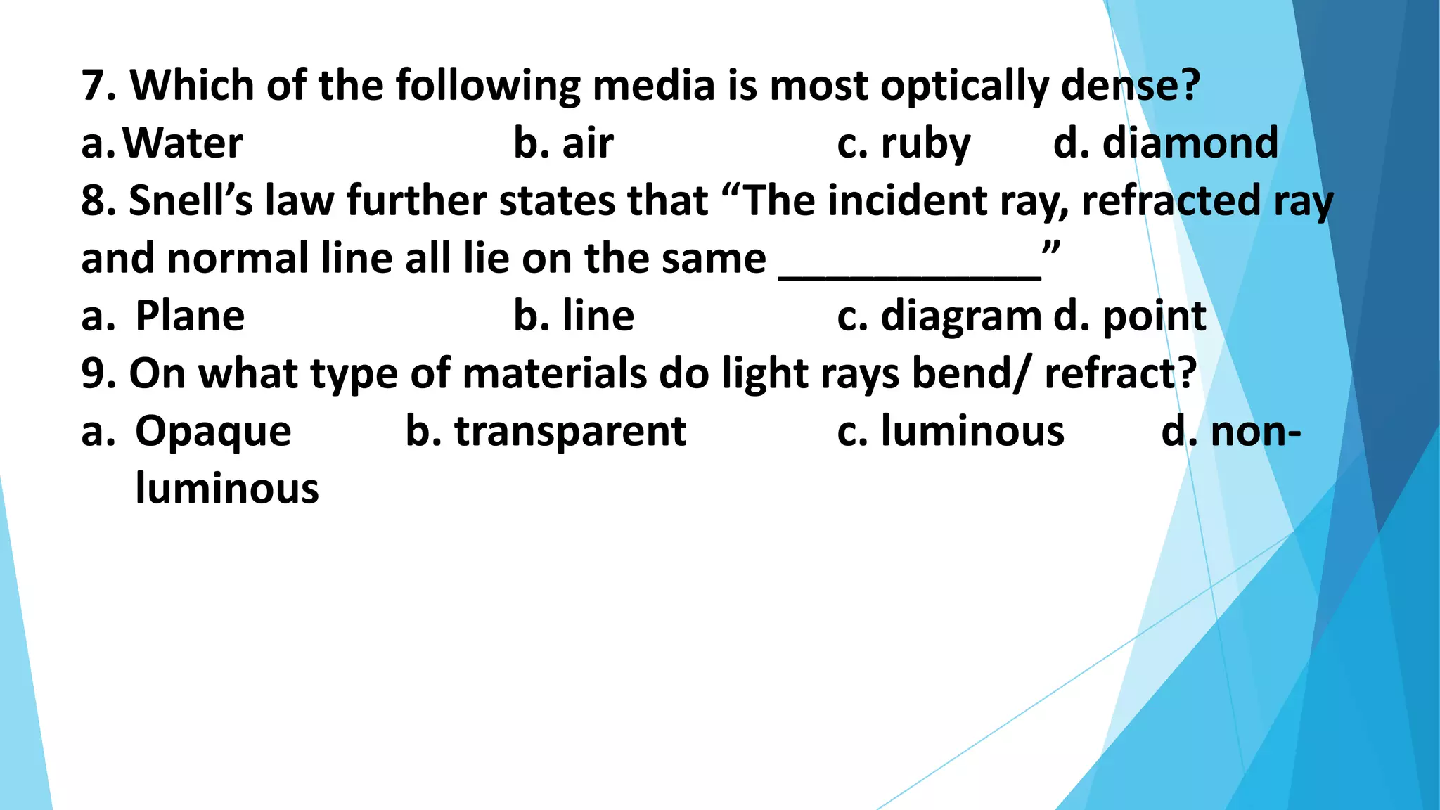Test in refraction | PPTX