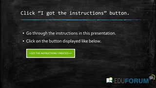 Test instructions | PPTX | Internet for Beginners | Internet