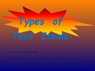 Test items | PPT | Standardized Testing | Educational Assessment