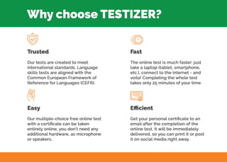 Presentation of TESTIZER company: language and skill tests | PDF