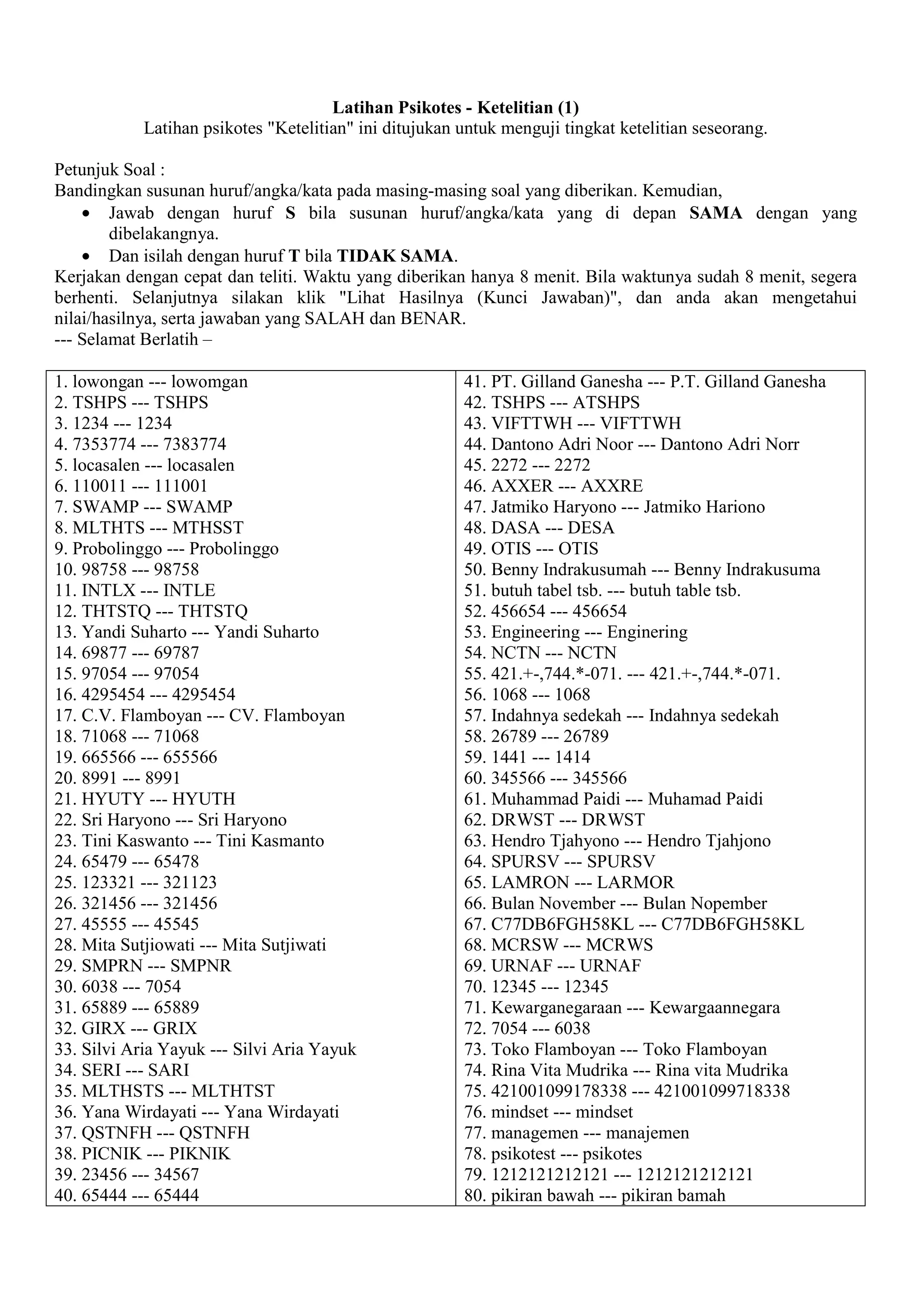 Test ketelitian | PDF