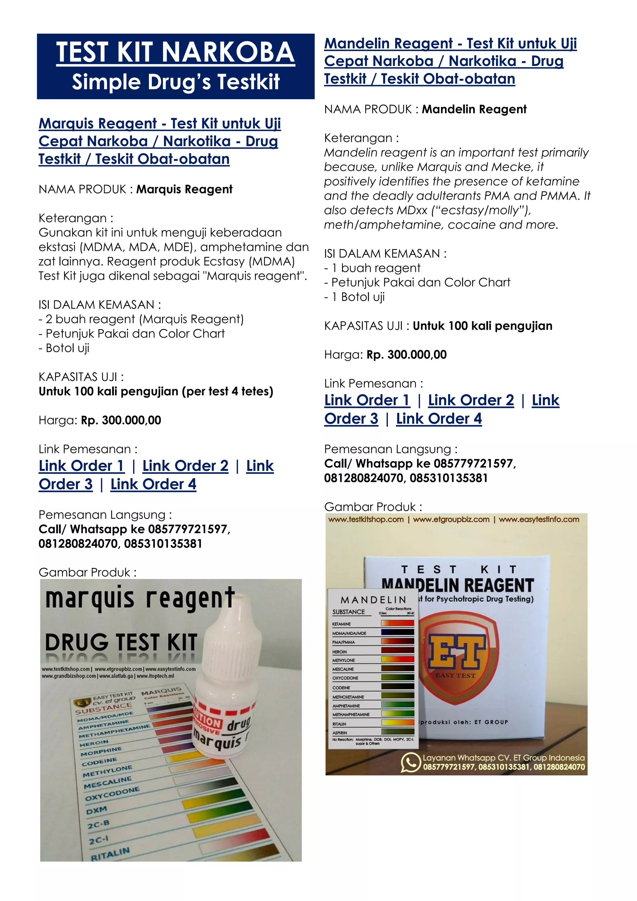 Test Kit Narkoba - Drugs Testkit - ET Group Indonesia | PDF