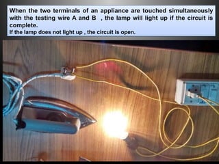 TEST LAMP circuit for repairing and checking electrical appliance ...