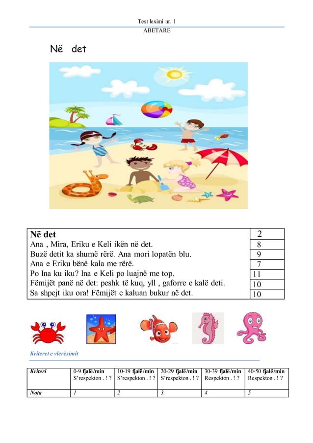 Test leximi abetare | DOCX