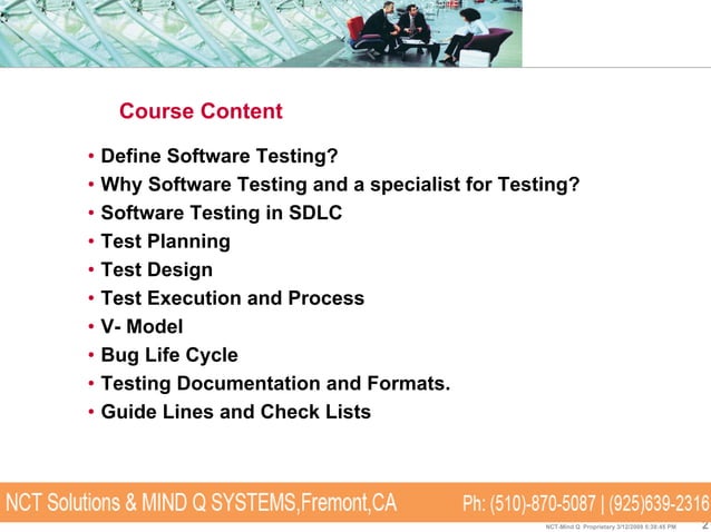 Test Life Cycle - Presentation - Important concepts covered | PDF