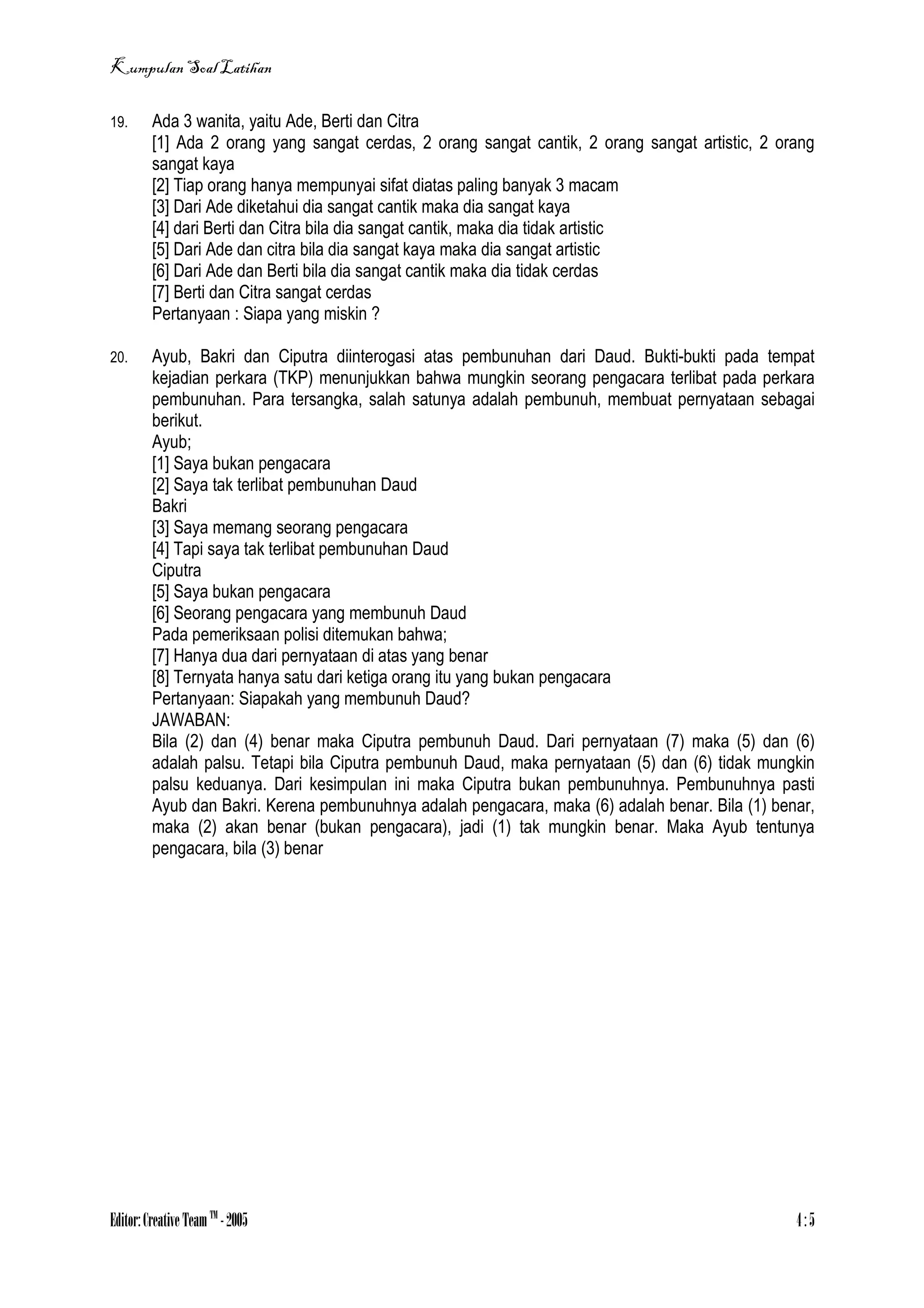 Soal Tes Logika Formil | PDF